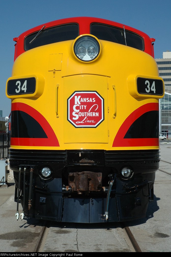 KCS 34, EMD FP9A, on display at Kansas City Union Station